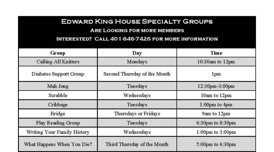 Programs & Services - Edward King House Senior Center